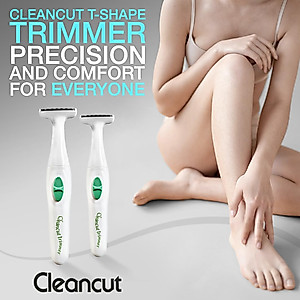 Cleancut T-Shape Personal Shaver for Men and Women, Pubic Hair Trimmer for Intimate Areas, Cordless, Designed for Full Body Grooming – Made in Japan