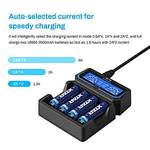 XTAR X4 Extended Version Protected 21700 20700 Battery Charger LCD Display AC Input Port 18650 Charger 2A Fast Charger with Mirco USB Output for Rechargeable 3.6V 3.7V Li-ion 1.2V Ni-MH Ni-CD Battery