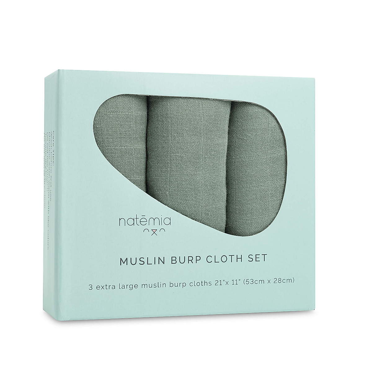 Natemia Muslin Burp Cloths for Baby Boys and Girls - Super Absorbent Baby Burp Cloths, Viscose Derived from Bamboo Cotton Baby Washcloths, 3-Pack Neutral Burp Cloths for Newborn, 21" x 11"