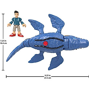 Fisher-Price Imaginext Jurassic World Dinosaur Toy Camp Cretaceous Mosasaurus & Kenji Figure Set for Pretend Play Kids Ages 3+ Years