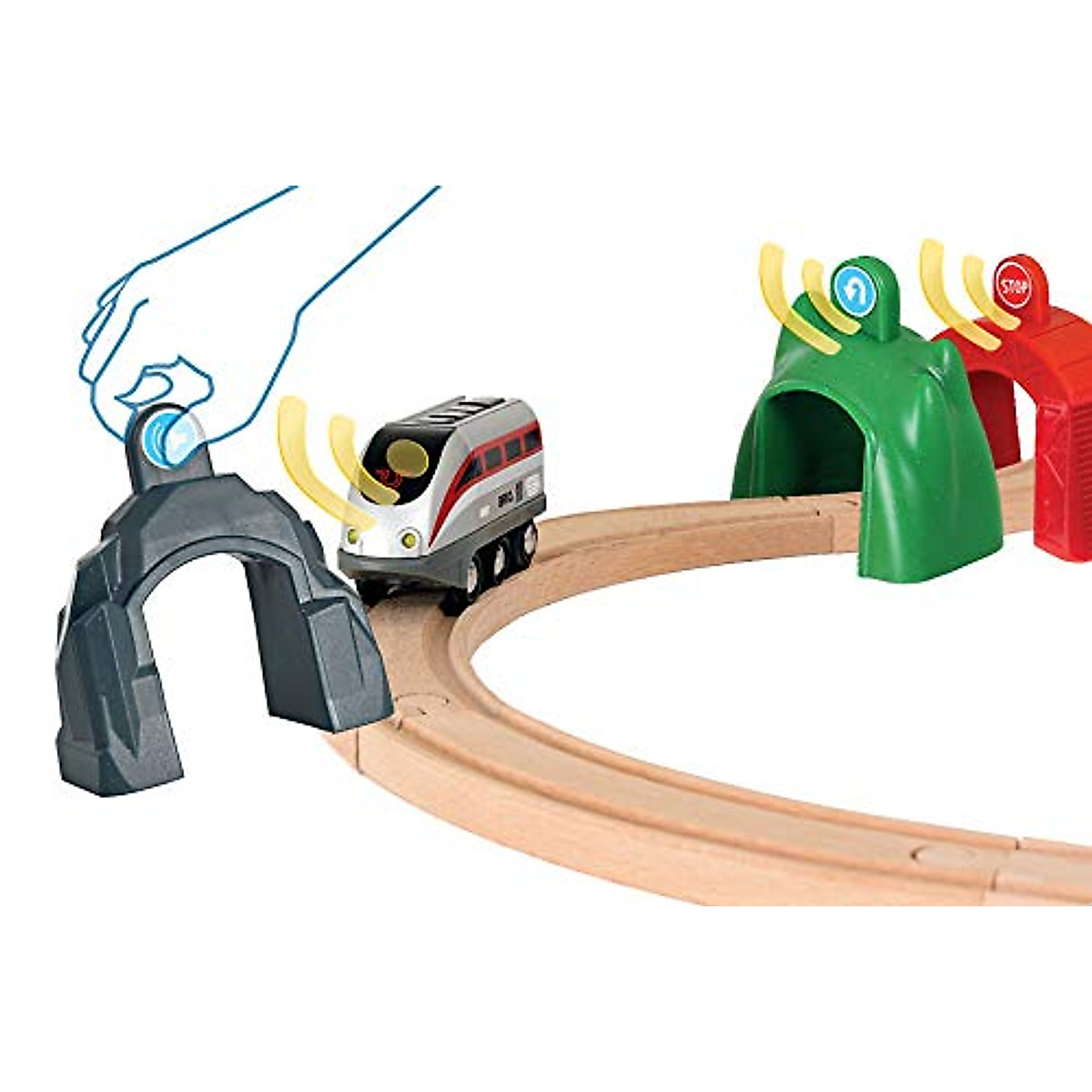 BRIO World - 33873 Smart Tech Engine Set with Action Tunnels | 17 Piece Train Toy with Accessories and Wooden Tracks for Kids Age 3 and Up