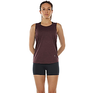 icyzone Workout Tank Tops for Women - Open Back Strappy Athletic Tanks, Yoga Tops, Gym Shirts (L, Burgundy)