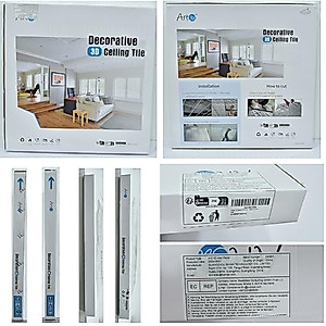 Art3d Drop Ceiling Tiles 24x24 in White (12-Pack, 48 Sq.ft), Wainscoting Panels Glue Up 2x2