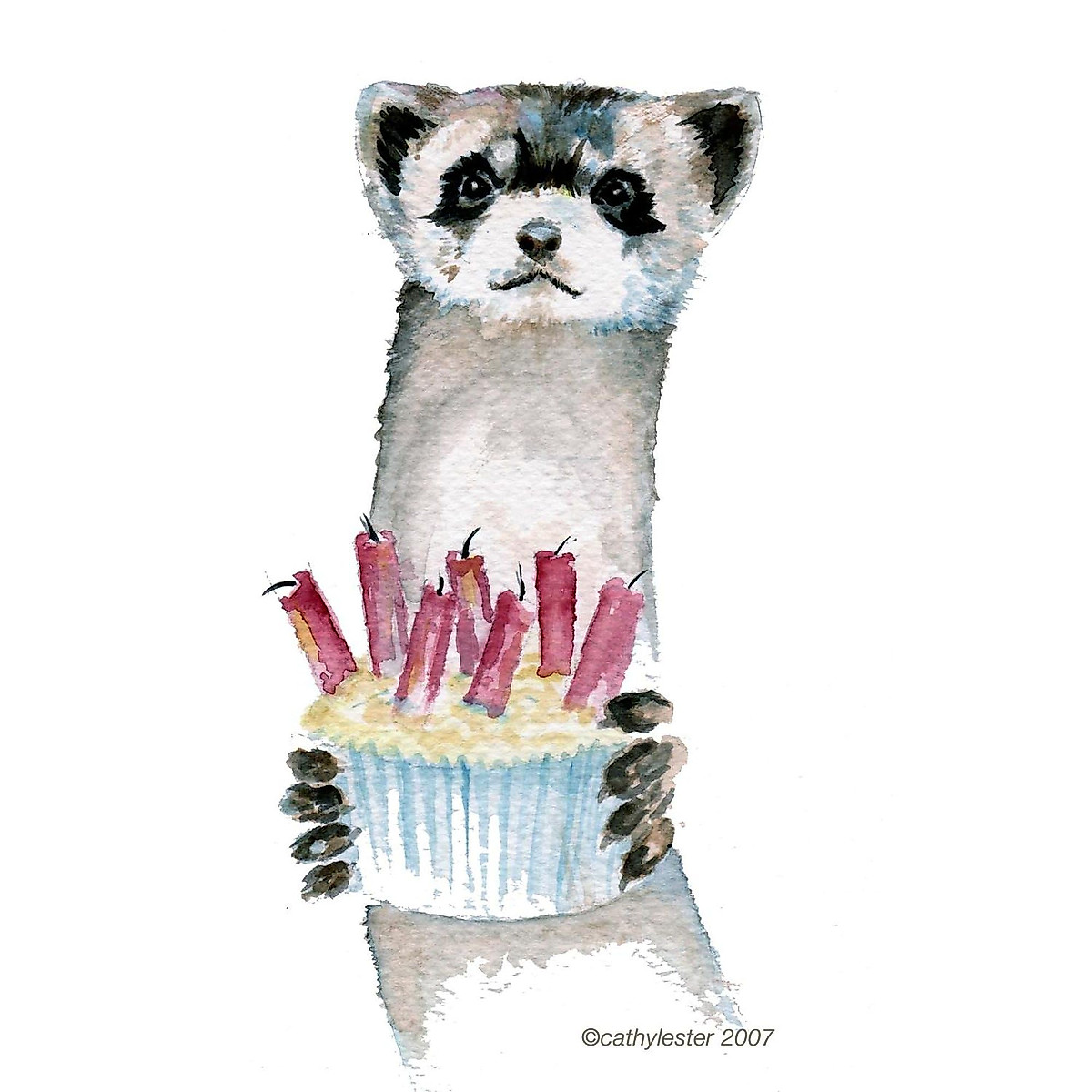 CafePress Birthday Ferret Folded Greeting Card Matte