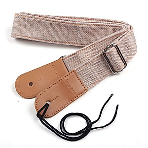 Longteam Simple Linen Leather Ukulele Strap Adjustable Length Durable Uke Straps with Nail, Rope, Picks (Brown)