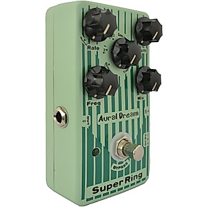 Aural Dream Super Ring Guitar Effect Pedal provides 2 ring modes and 6 modulation waveforms through adjusting Rate and fluctuating Depth to simulate Tubular Bell,Chime and Bells,True Bypass