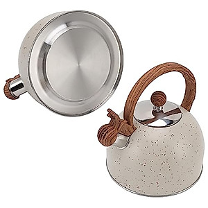 Stovetop Kettle, Whistling Kettle 2.5L Capacity Stainless Steel Stovetop Teapot for Water Boiling (Beige)
