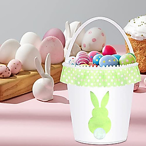 Doxrmuru Easter Basket for Kids Easter Bunny Basket Easter Gift Bags Eggs Hunt Cotton Bag Kids Easter Tote Bag Easter Decorations (Green)