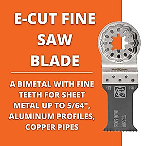 Fein StarLock E-Cut Fine Oscillating Saw Blade - Narrow Waisted Shape 1-1/8" Width for Aluminum Profiles and Copper Pipes - Fits Most Multitools - 10-Pack - 63502157290