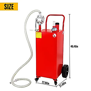 KODOM 30 Gallon Gas Caddy, Portable Fuel Storage Tank, Large Gasoline Container Diesel Can with Pump Rolling and Solid Rubber Wheels for Boat, ATV, Car, Motorcycle,UTV (Red)