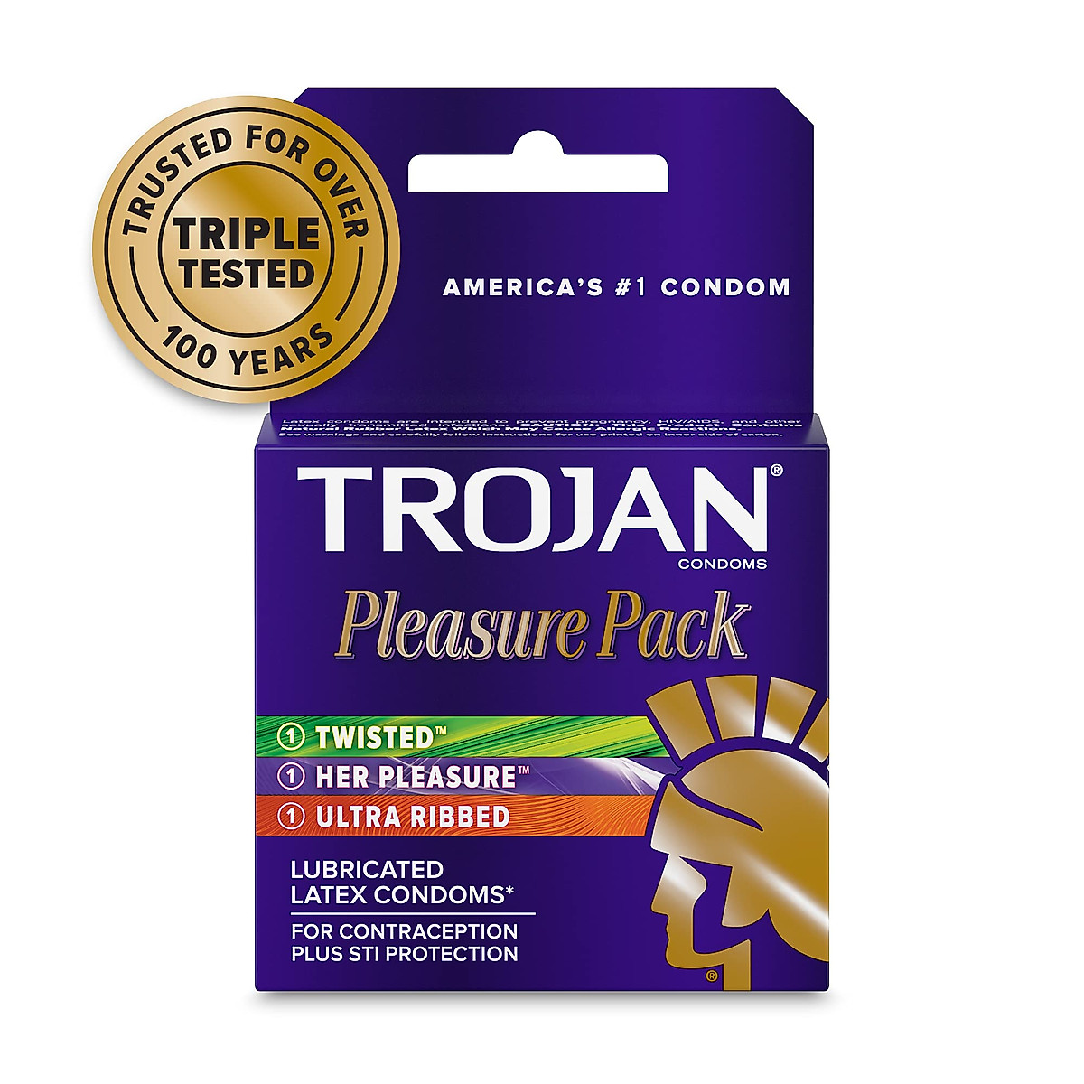 Trojan Pleasure Pack Lubricated Premium Latex Condom - 3 Ea, 6 Pack