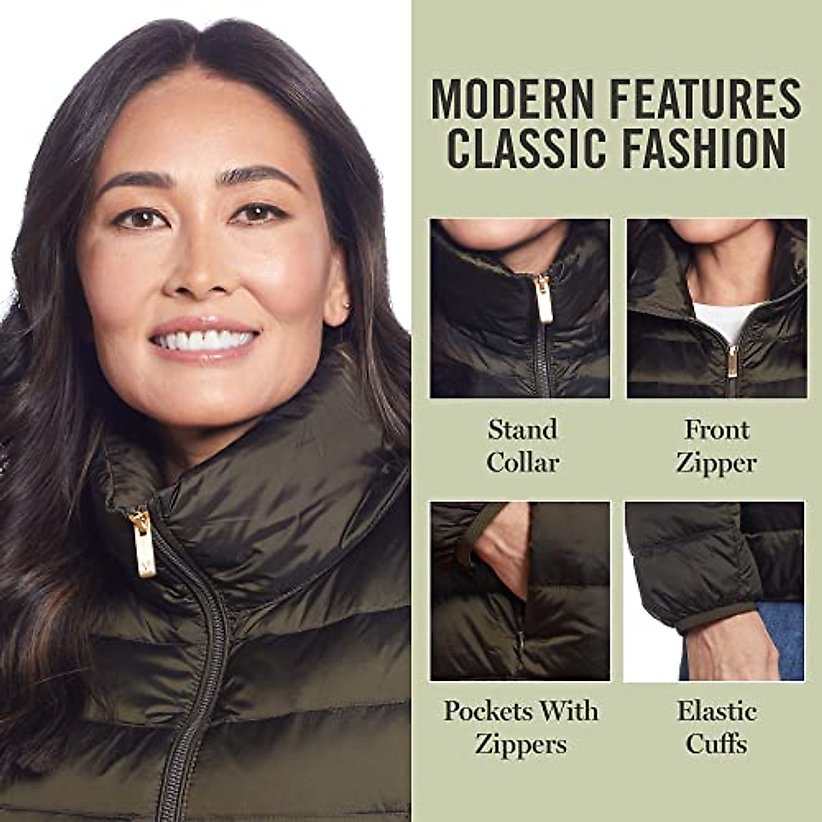 Martha Stewart Everyday Packable Jacket - Down Jacket with Hidden Pocket Zippers - Great for Daily Wear