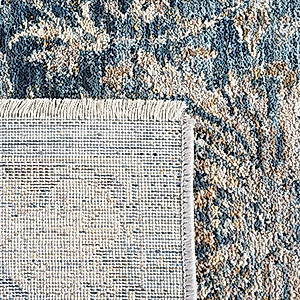 SAFAVIEH Valencia Collection Area Rug - 9' x 12', Blue & Beige, Vintage Oriental Design, Non-Shedding & Easy Care, Ideal for High Traffic Areas in Living Room, Bedroom (VAL570C)