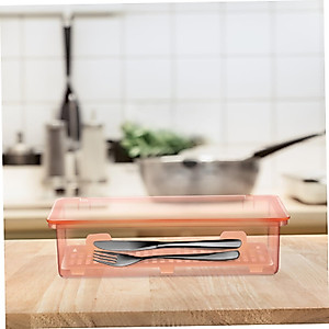 KICHOUSE Spoon Organizer 2 Pcs Drain Box Clear Plastic Serving Tray Plastic Serving Utensils Clear Spoons Silverware Storage Tray Kitchen Silverware Organizer Utensil Organizer Drain Rack