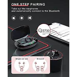 Wireless Earbuds Bluetooth Headphones Touch Control with Charging Case and Earhooks Over Ear IPX7 Waterproof Earphones with Mic,audifonos Bluetooth inalambricos with LED Display Touch Control for Gym