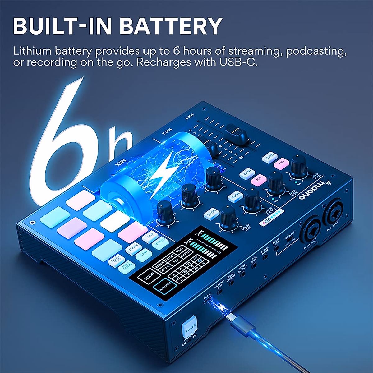 Audio Interface with DJ Mixer and Sound Card, Maonocaster Portable ALL-IN-ONE Podcast Production Studio with XLR Condenser Microphone for Guitar, Live Streaming, PC, Recording, and Gaming (AM100 K1)