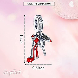 LONGLUCK 925 Sterling Silver Bead Charm for Pandora Charms Bracelets and Necklaces for Woman 5A Cubic Zirconias Dangle Pendant,Jewelry Bead