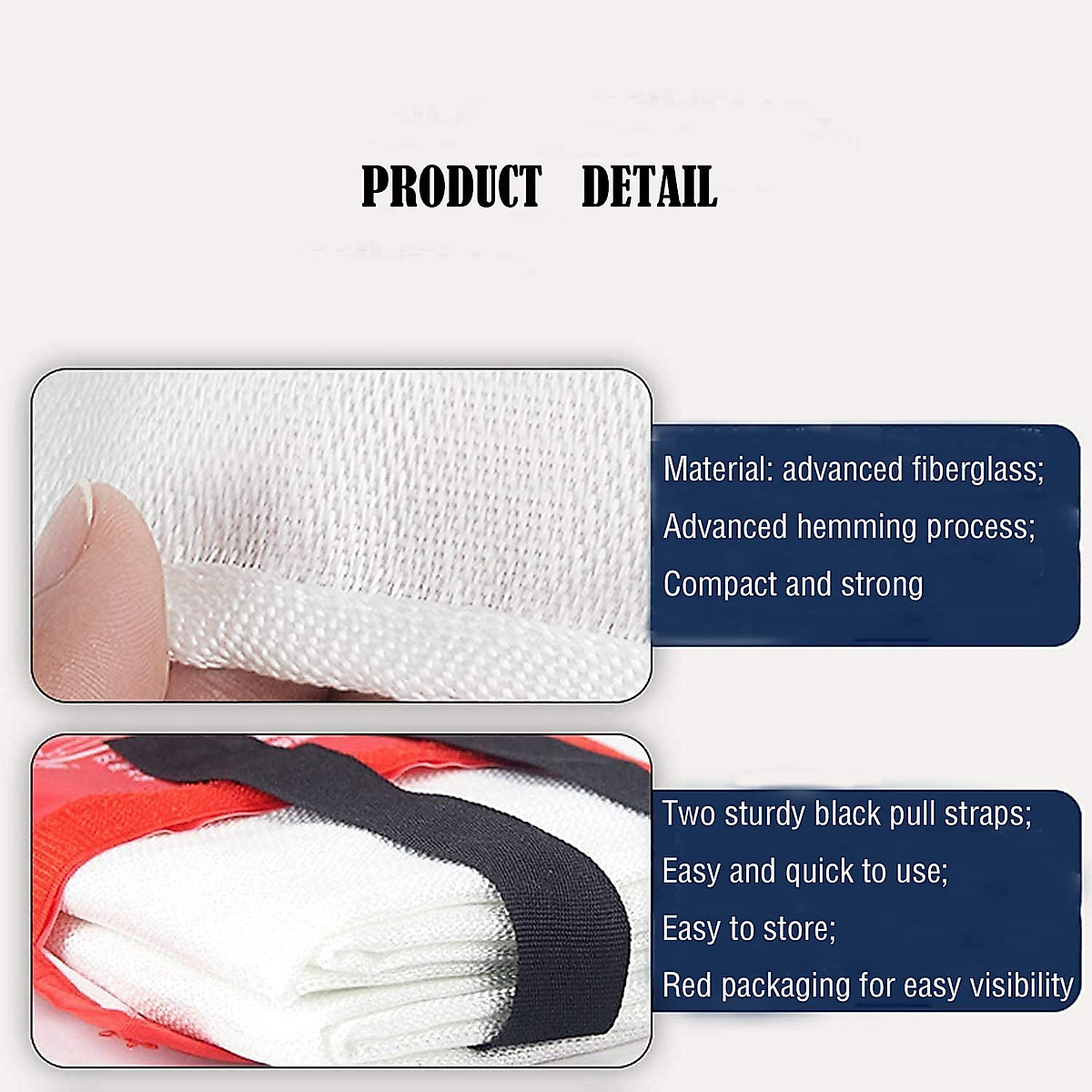 Tonyko Fiberglass Fire Blanket for Emergency Surival, Flame Retardant Protection and Heat Insulation with Various Sizes (39.3×39.3 inches)