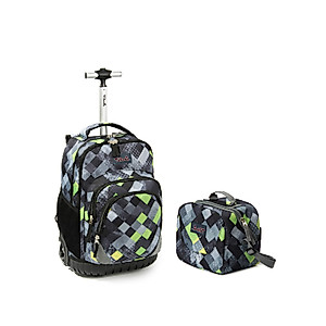 Tilami Rolling Backpack Laptop 18 inch with Lunch Bag, Grids