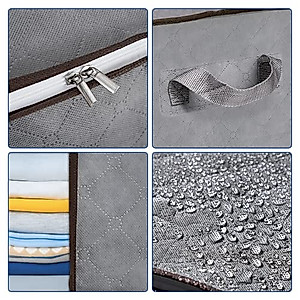 JERIA 6-Pack Extra Large Capacity Storage Bins with Clear Window, Closet Organizer and Clothes Storage Bags, Reinforced Handle and Sturdy Zipper (Grey)