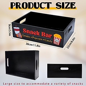 Snack Organizer with Handles Reusable Movie Night Snack Trays Wooden Popcorn Bag Snack Holder for Pantry Kitchen Table Family Movie Night Birthday Party Supplies