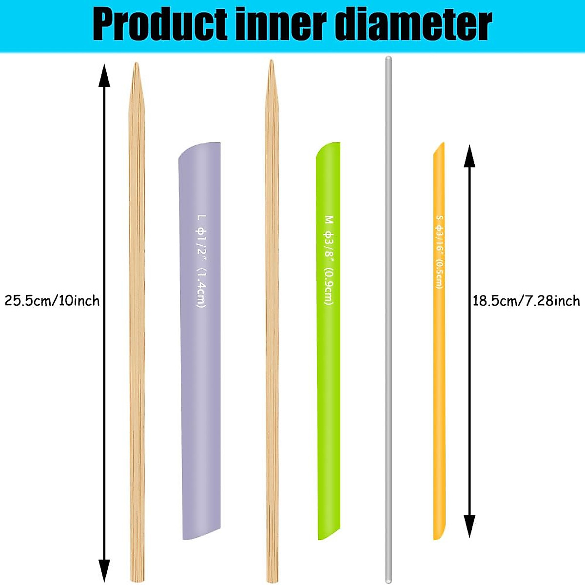 YEQIN Quick Turn Fabric Set, 3 Count, Assorted Sizes Tube Turners for Sewing DIY Tool