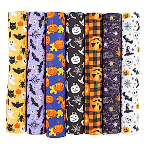Halloween 7 Color Patchwork - Cotton Patchwork Squares (50x50cm) Floral Fabric Cotton Fabric Fragments Plaid Handmade DIY for Sewing, Handicrafts and Various Small Crafts