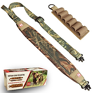 Underalert Rifle Sling with Metal Swivels and Neoprene Padding, Adjustable Gun Sling Shotgun Sling for Hunting with Shell Holder Acc. Gun Strap for Rifle 2 Point, For 12GAs and Rifles (Waterfowl Camo)
