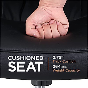 Comfty Lumbar Support and Chrome Base Leather Office Chair, 42.13"-45.28", Black