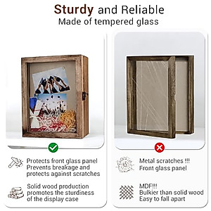 ASmileIndeep Shadow Box Frame 11x14 with Linen Back, Shadow Boxes Display Cases with Solid Wood Frame and Shatterproof Glass, Memory Display Case of Flower, Pictures, Awards Medals