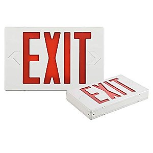 EXITLUX 2 Packs LED Exit Lights with Emergency Lights-Double Face Two LED Adjustable Head Emergency Exit Lights with Battery Backup Dual LED Lamp ABS Fire Resistance UL Listed 120-277VAC.…