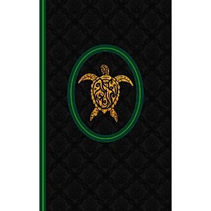 Password Book With Alphabetical Tabs: Keep your internet password records safe in this discreet log notebook | Designed with a gold turtle on an elegant black cover