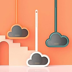 SAAKO Modern Toilet Bowl Brush Cute Wall Mount Silicone Toilet Brush Ideas Toilet Cleaner Brush and Holder Set Bathroom Cleaning