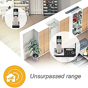 AT&T CL83507 DECT 6.0 5-Handset Cordless Phone for Home with Dual Keypad Base, Answering Machine, Call Blocking, Caller ID Announcer, Intercom and Long Range, Silver/Black