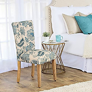 HomePop Parsons Classic Dining Room Tables and Chairs, Pack of 2, Blue Floral