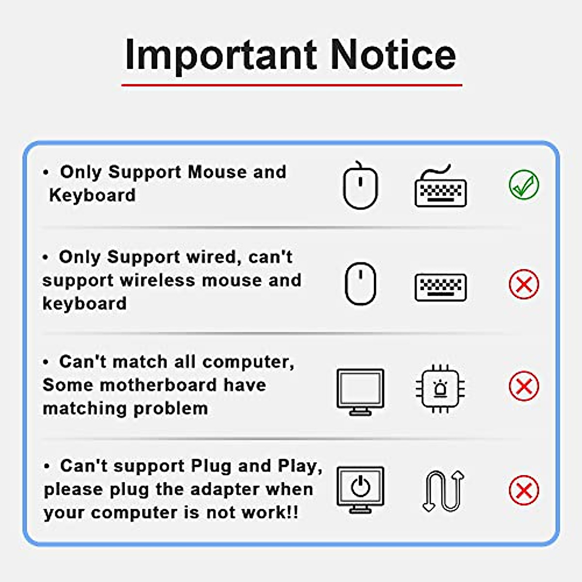 PS2 to USB Female,PS/2 Male Converter Changer Adapter for Keyboard Mouse 2pcs by Oxusbor(Notice:Can't Match All Motherboard,Have Matching Problem)