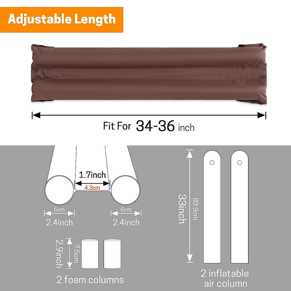 VISEMAN Under Door Stopper, Inflatable Door Blocker, Adjustable Door Sweeps for Bottom of Door and Window, 34"-36"