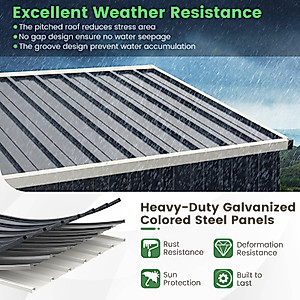 Goplus 6.8 x 3.8 FT Metal Outdoor Storage Shed, Snap-on Structures for Efficient Assembly, All-Weather Color Steel Utility Storage House w/Lockable Door, Bike Tool Sheds for Garden Yard Lawn Patio