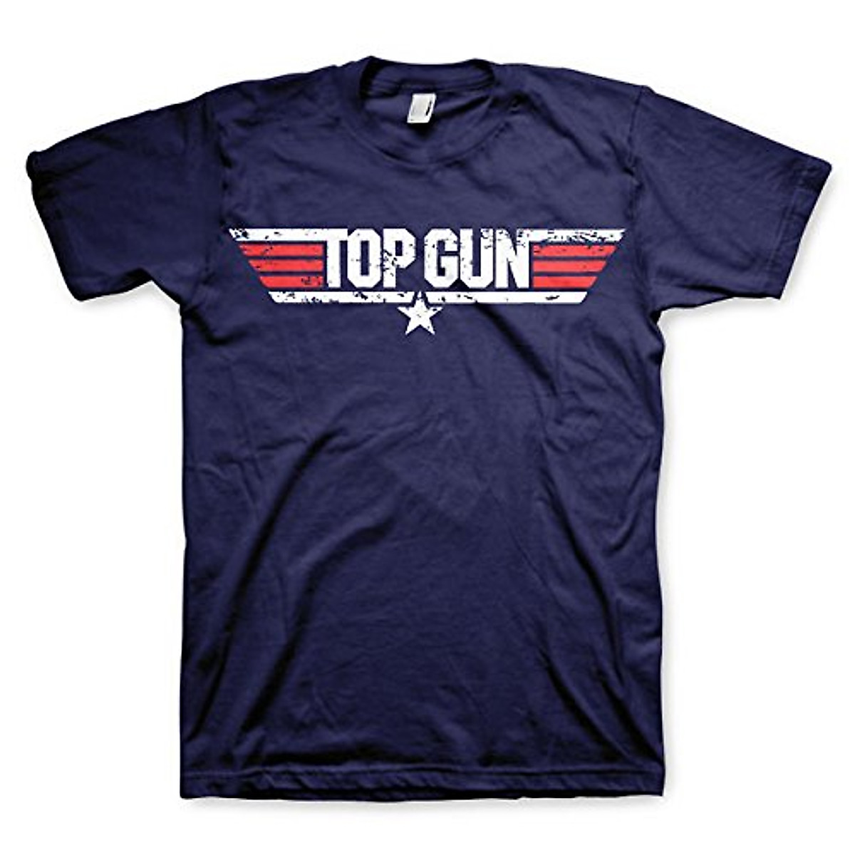 Top Gun Officially Licensed Distressed Logo Mens T-Shirt (Navy Blue), Large