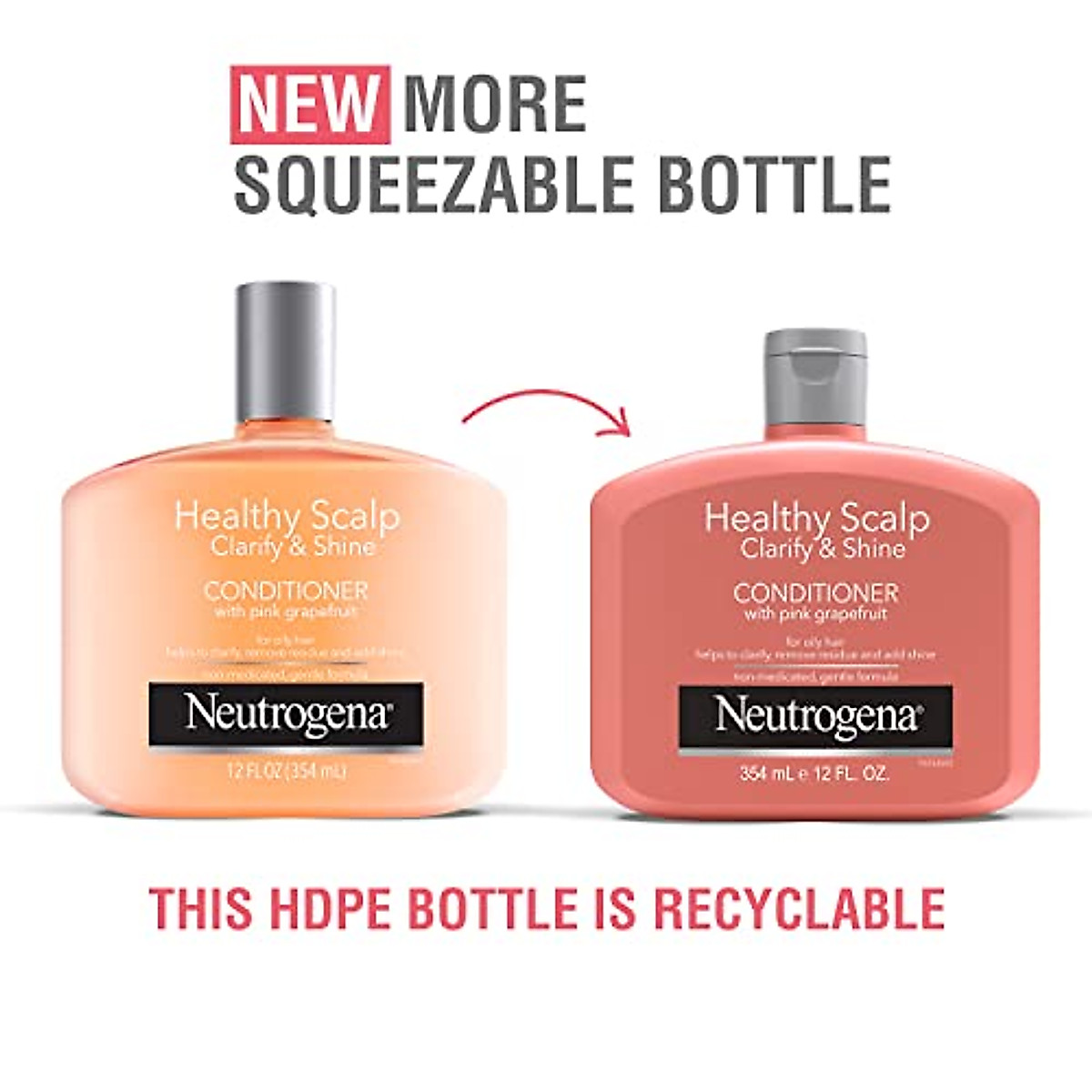 Neutrogena Exfoliating Healthy Scalp Clarify & Shine Conditioner for Oily Hair and Scalp, Anti-Residue Conditioner with Pink Grapefruit, Paraben & Phthalate-Free, Color-Safe, 12oz