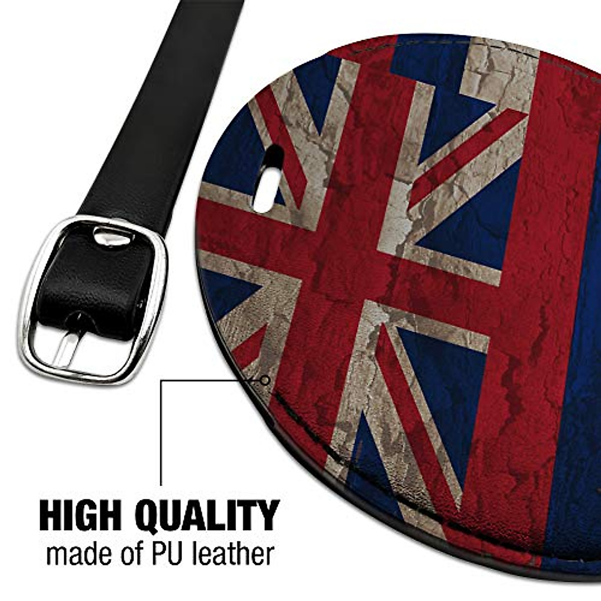 Rustic Distressed Hawaii State Flag Round Leather Luggage Card Carry-On ID Tag