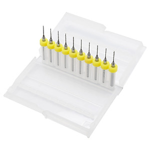 Luomorgo 10 Pcs 1/8" Shank PCB Drill Bits Carbide Tungsten Steel, 0.8mm PCB Print Circuit Board Mini Drill Bit Set for PCB Jewelry CNC Engraving, Yellow
