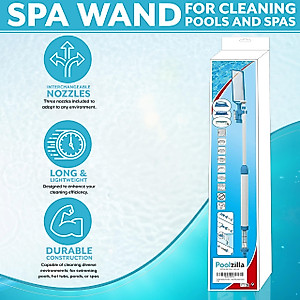 Poolzilla Spa Wand for Cleaning Pools and Spas, Comes with 3 Interchangeable Nozzles, Collect Dirt, Debris & More