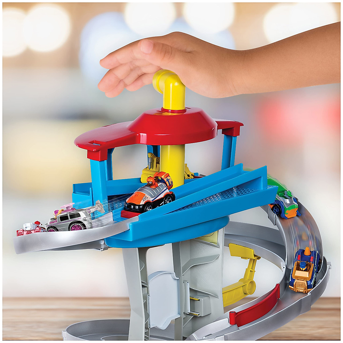 Paw Patrol Adventure Bay Lookout Tower Playset With 2 Die-Cast 1:55 Vehicles (Chase and Marshall): Twin Track Rescue Way 25 Pc Set With Launching Periscope - Accommodate Up to 6 True Metal Racing Cars