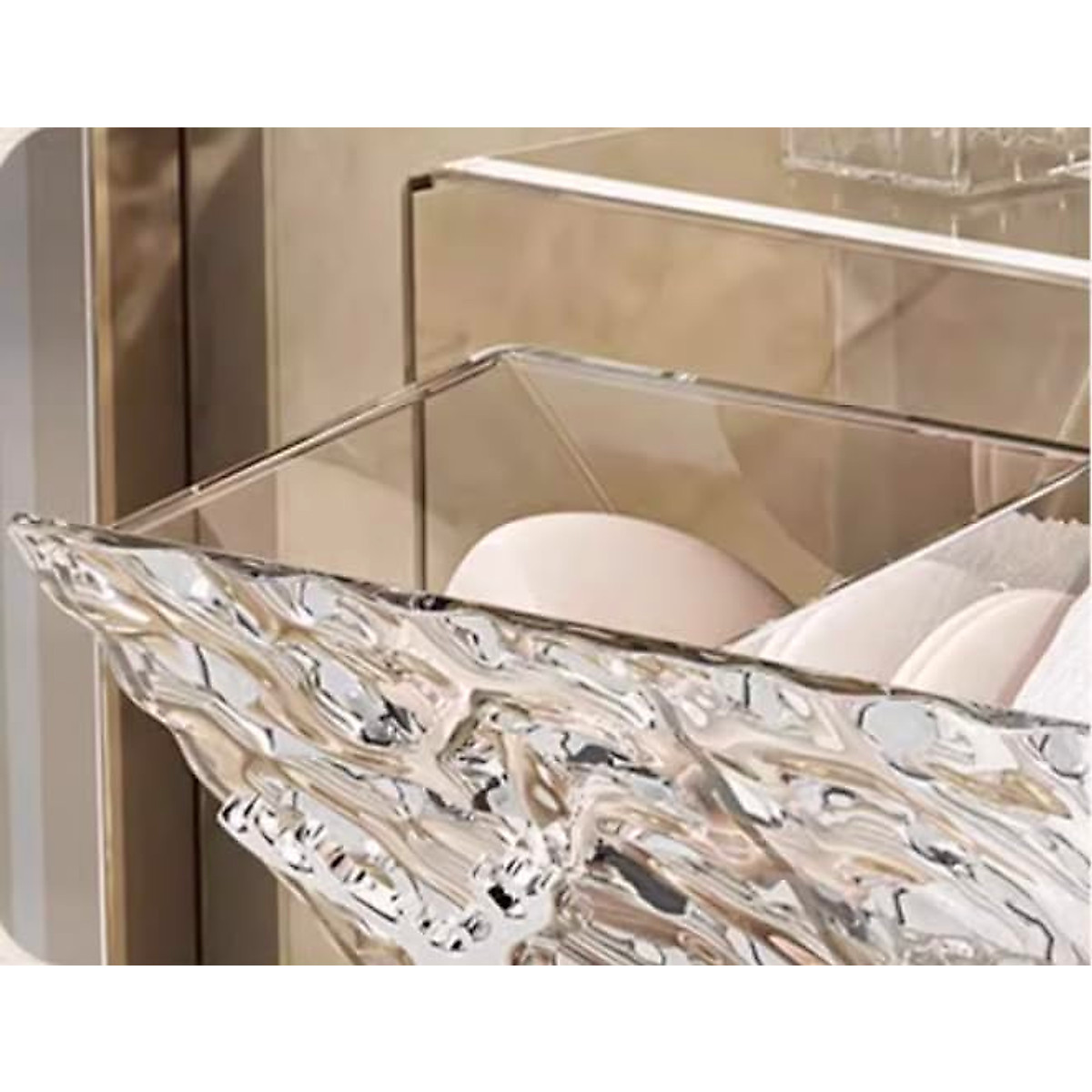 Remtavena Makeup Cotton Storage Box, No-Drill Wall-Mounted Shelf for Bathroom, Cotton Swab and Lipstick Holder, Light Luxury, High Aesthetics (White 2pcs)