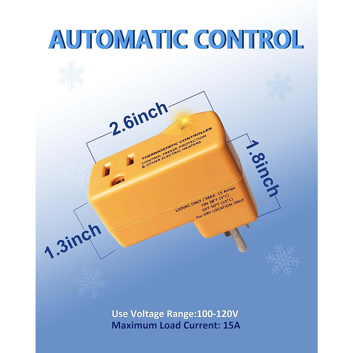 MAXKOSKO 2PCS Freeze Thermostatically Controlled Outlet，Automatically Turn On below 38°F and Off Over 50°F