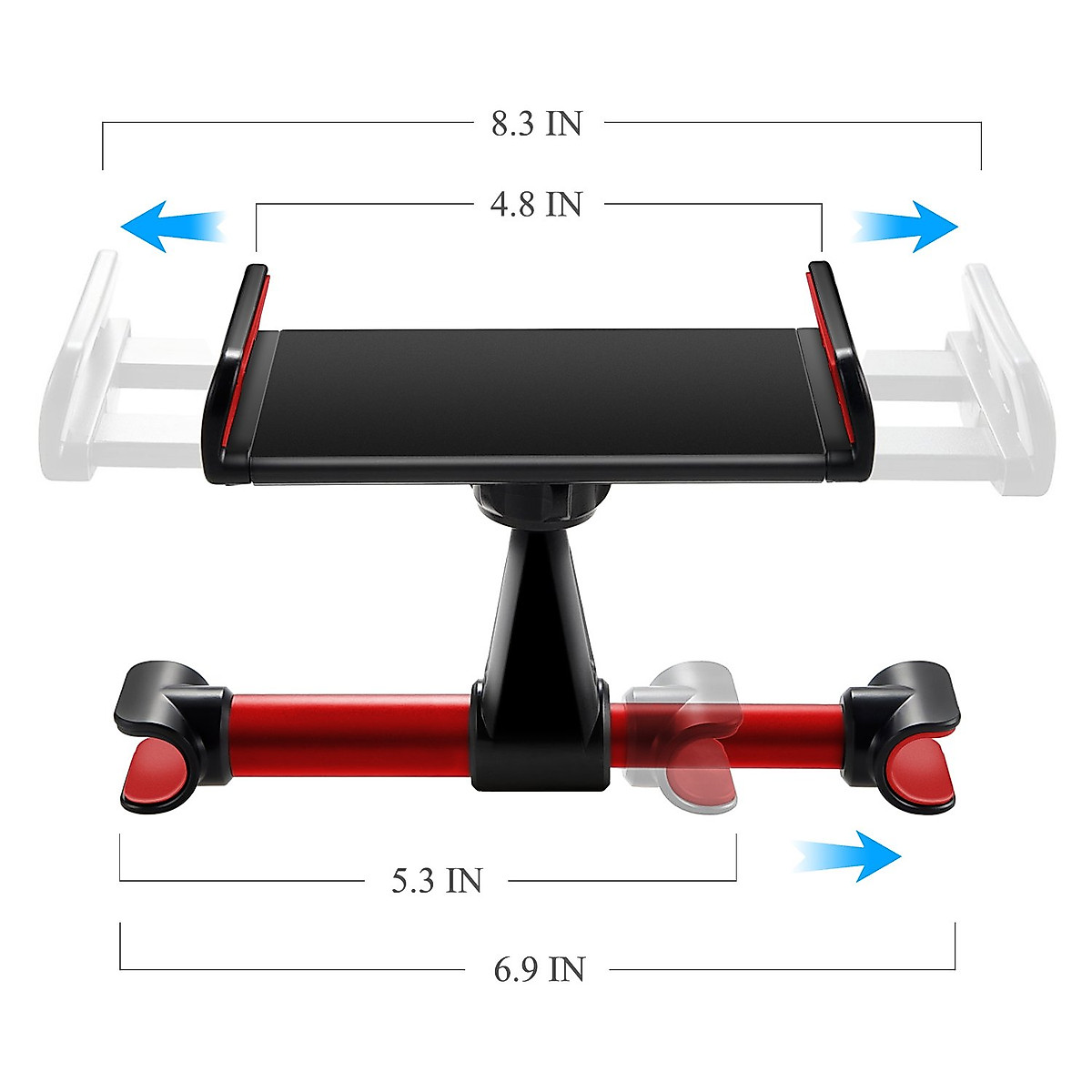 FYOUNG Car Headrest Mount Compatible with Switch/Swith OLED Model 2021, Adjustable Car Holder Compatible with Switch/iPhone/iPad and Other Devices (4"-11")- Red