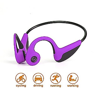 vapeonly Bone Conduction Headphones Bluetooth 5.0 Open Ear Wireless Headset Pink Purple Gym Earphone HiFi Stereo with Mic Sweatproof Sports Headphones for Running Driving Cycling (Purple)