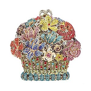 ZLXDP Basket Shape Diamond Lady Clutch Purses and Handbags for Women Hollow Out Evening Party Dinner Bag