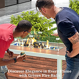 GRISUN Ceramic Fire Balls, 3 Inch Set of 15 Round Fire Stones for Indoor and Outdoor Fire Pits, Black Fireplace Rocks for Indoor Gas Fireplace, Fire Spheres, Ceramic Fire Pit Balls